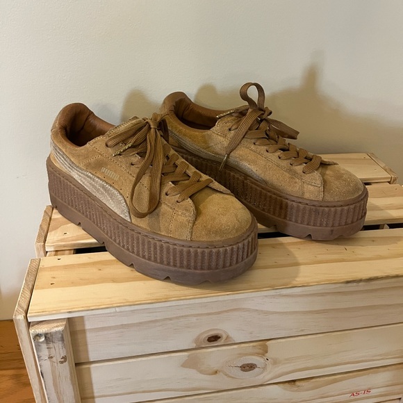 Puma | Shoes | Rihanna Puma Fenty Suede Platform Sneaker In Golden ...